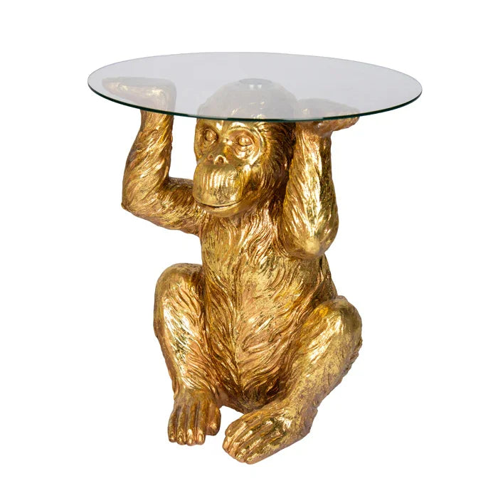Melville Resin Gold Monkey Side Table W38.5 X D30 X H48.2cm