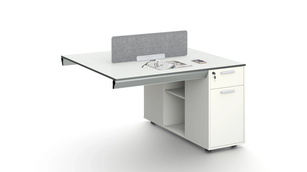 Nova 2 Seater Workstation Extenstion With 2 Cabinets 1.2m -White & Grey