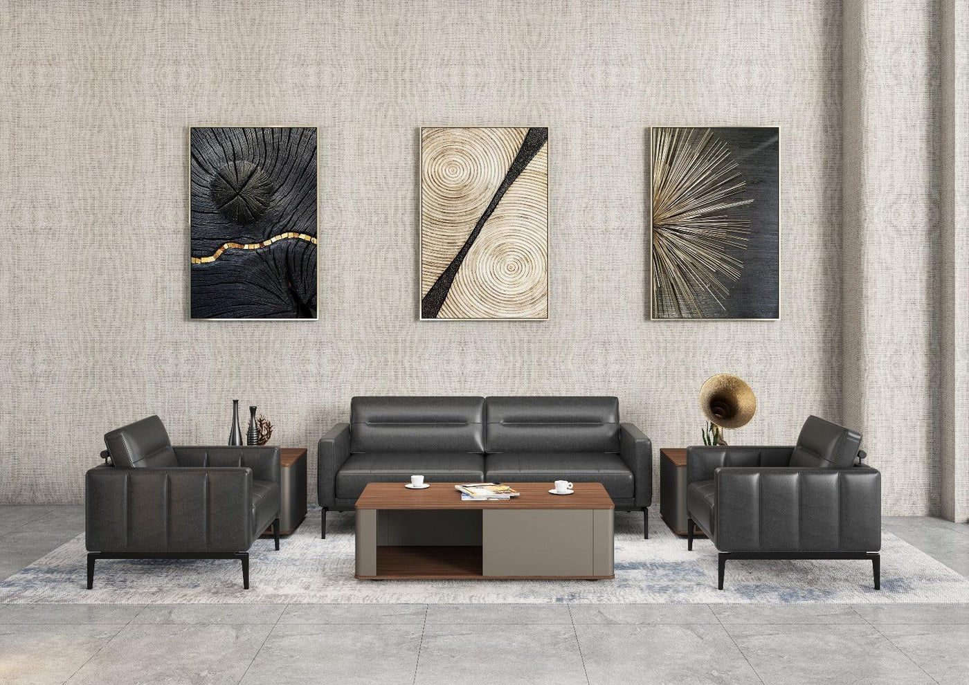 Monarch Coffee Table 120cmX60cmX45cm- Brown Walnut & Grey